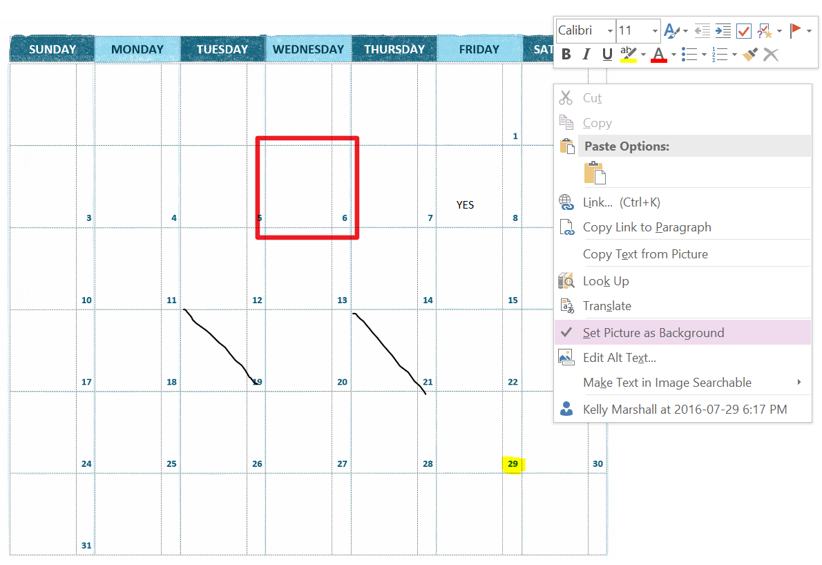 Set Picture as Background Button in OneNote 2016 - Kelly LaForest