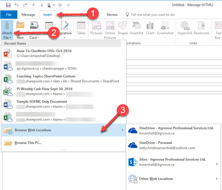 How To Attach Files Stored In SharePoint Into An Email In Outlook 2016